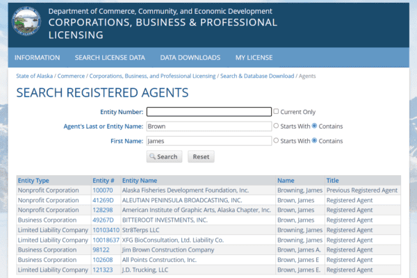 Alaska (AK) Secretary of State (SOS) LLC & Business Search