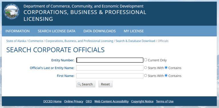 Alaska (AK) Secretary of State (SOS) LLC & Business Search