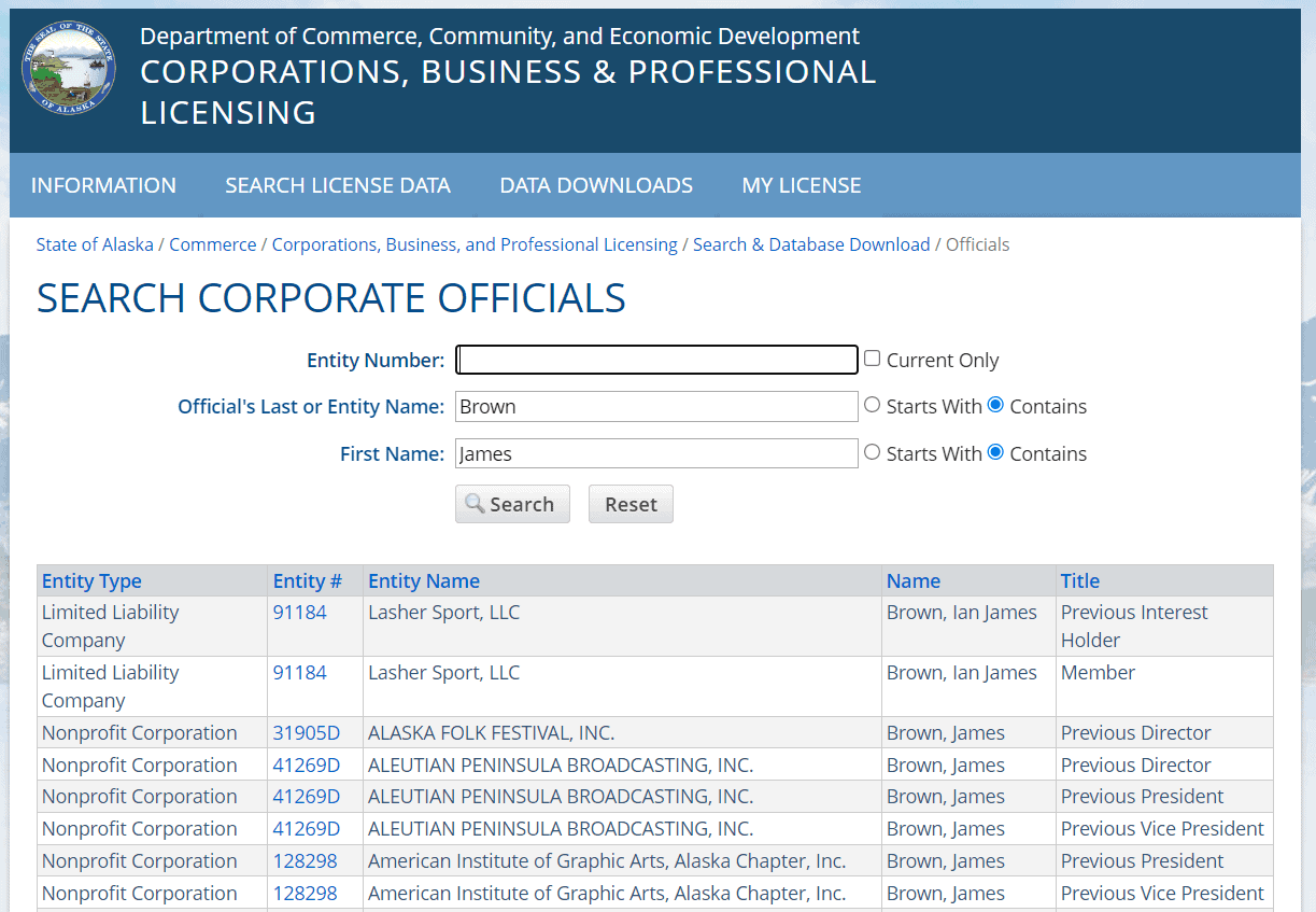 Alaska (AK) Secretary of State (SOS) LLC & Business Search