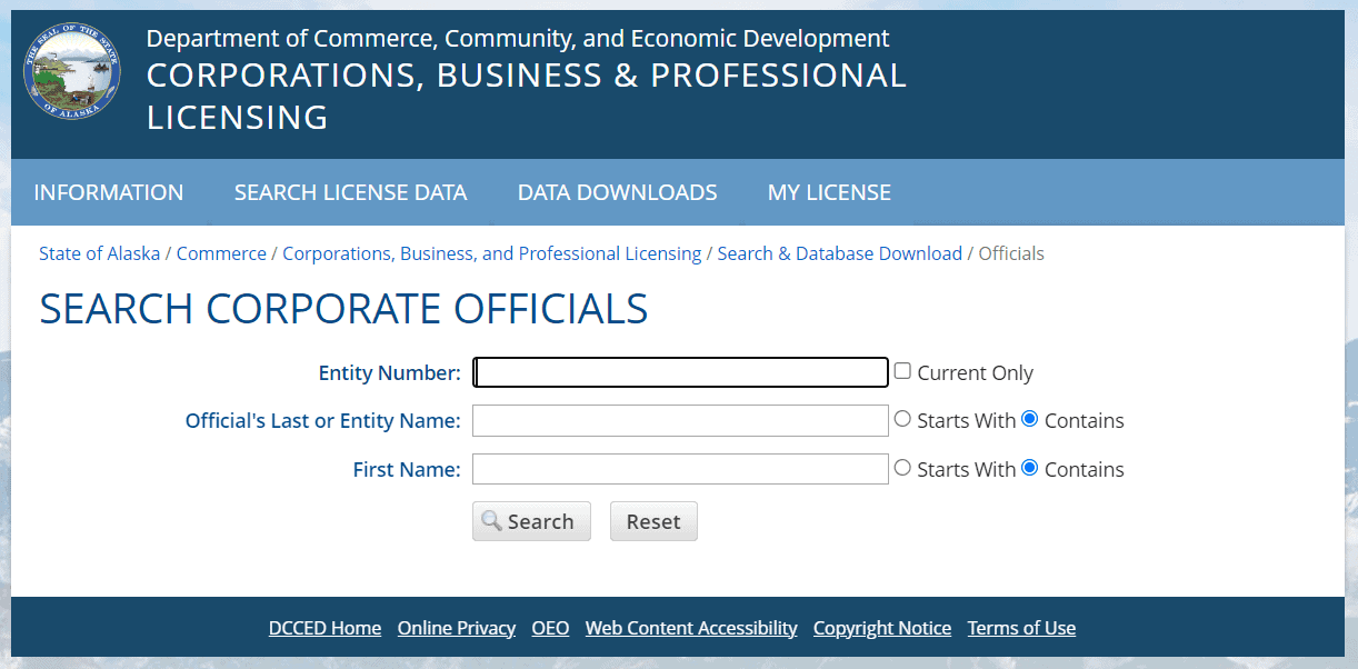 Alaska (AK) Secretary of State (SOS) LLC & Business Search