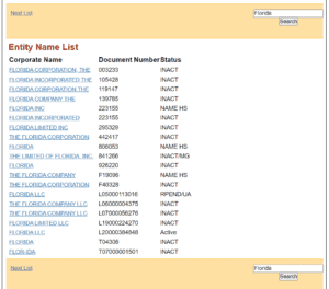Florida (FL) Secretary of State (SOS) LLC & Business Search