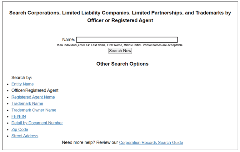 Florida (FL) Secretary of State (SOS) LLC & Business Search