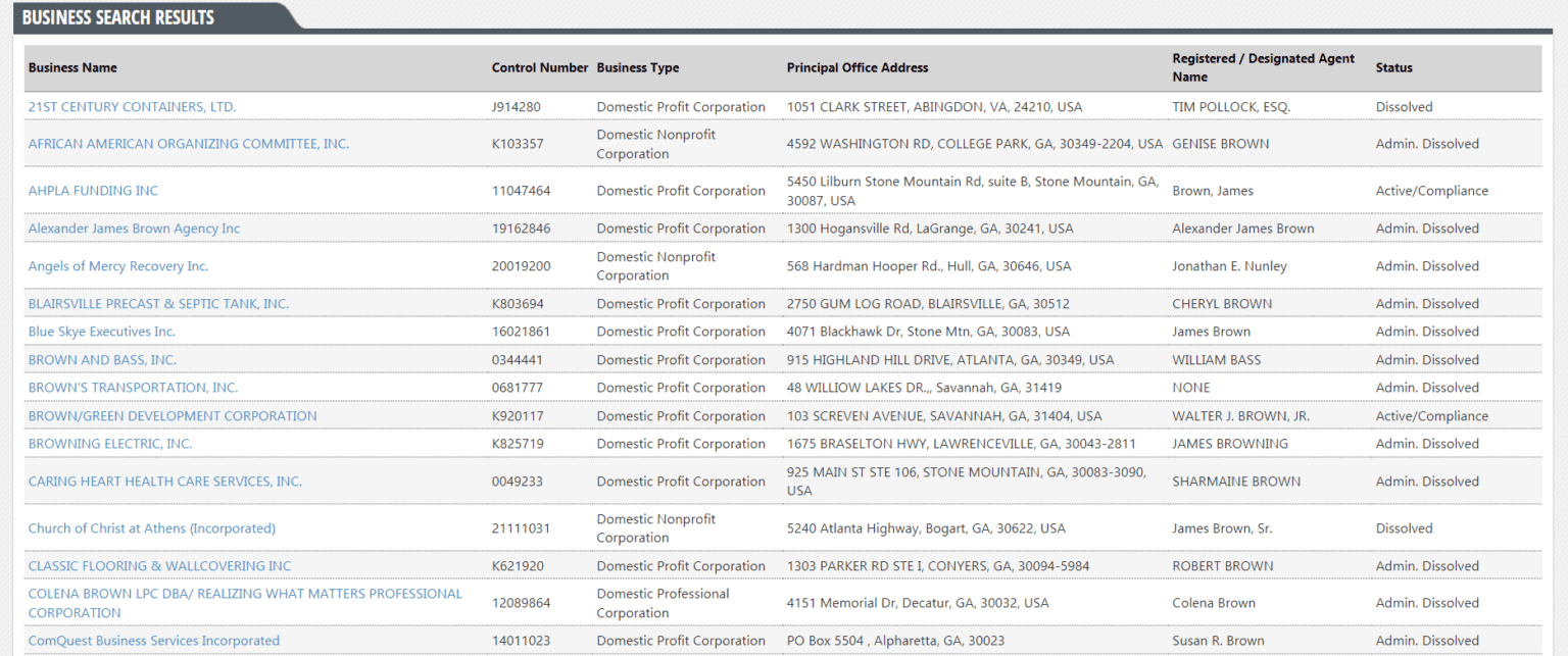 Georgia (GA) Secretary of State (SOS) LLC & Business Search