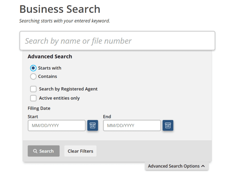 Secretary of State Business Entity Search For All 50 States