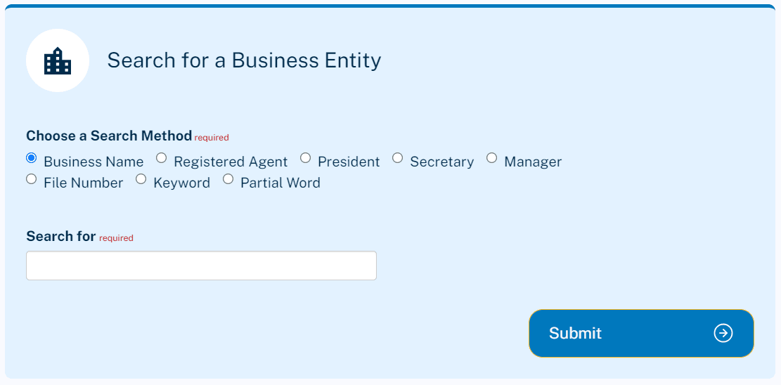 Secretary of State Business Entity Search For All 50 States