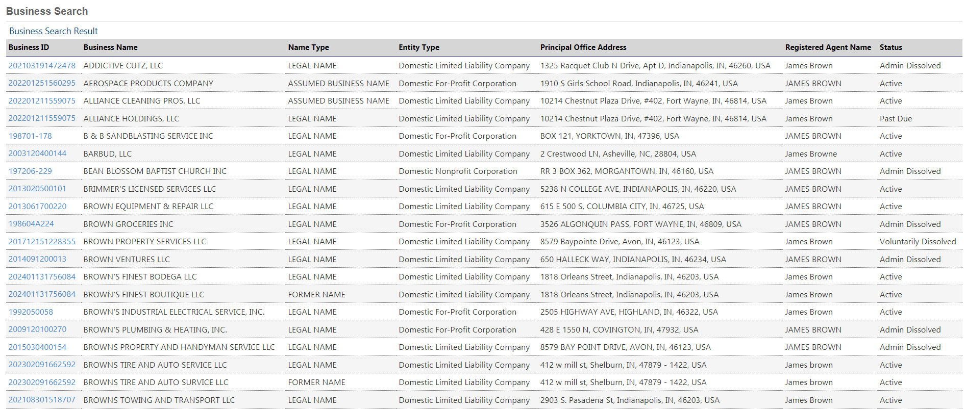 Indiana (IN) Secretary of State (SOS) LLC & Business Search