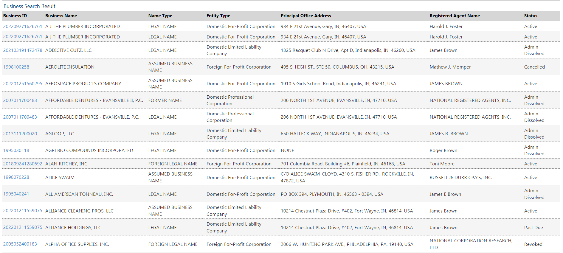 Indiana (IN) Secretary of State (SOS) LLC & Business Search