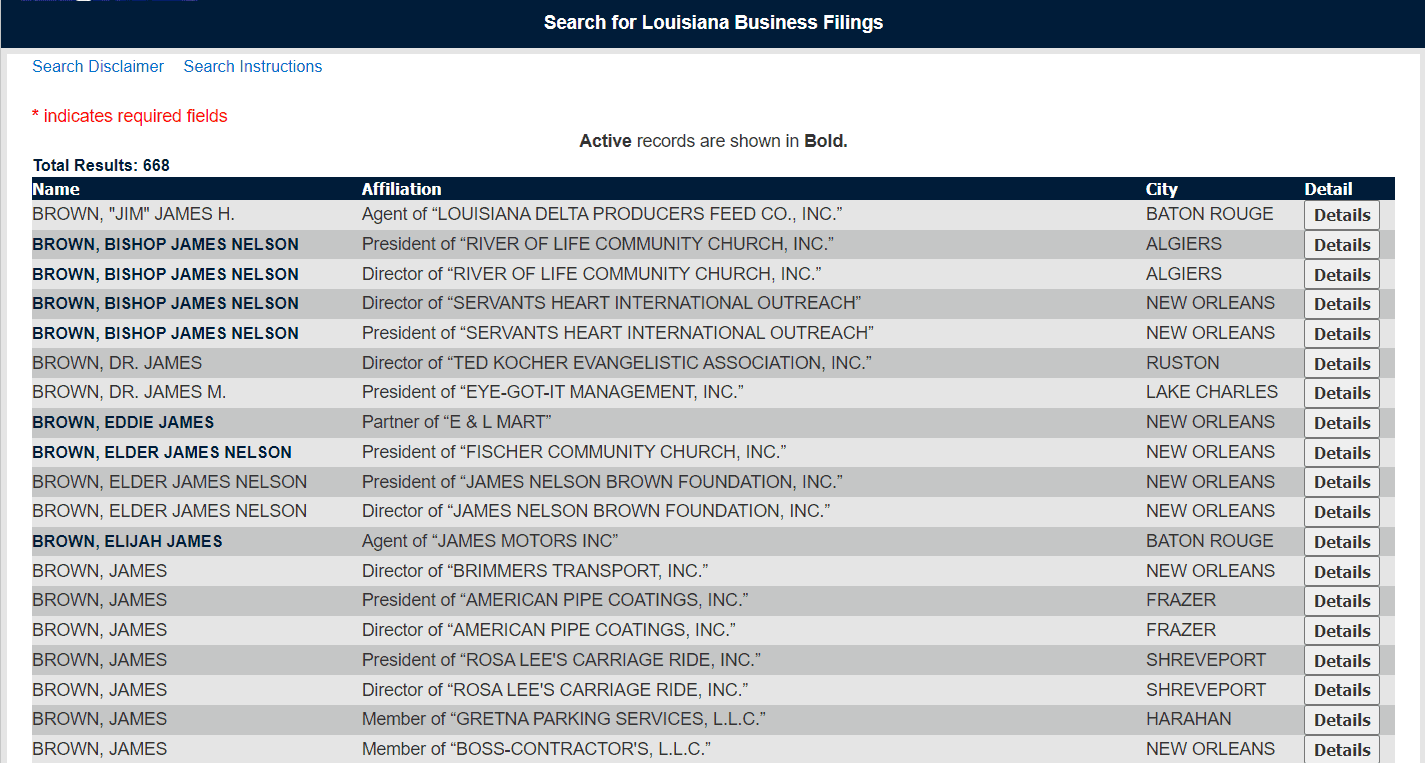 Louisiana (LA) Secretary of State (SOS) LLC & Business Search