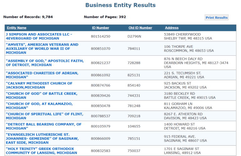 Michigan (MI) Secretary of State (SOS) LLC & Business Search