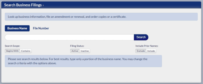 Secretary of State Business Entity Search For All 50 States