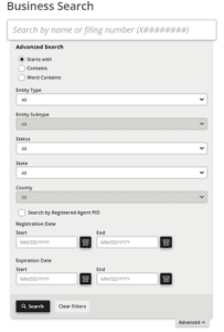 Secretary of State Business Entity Search For All 50 States
