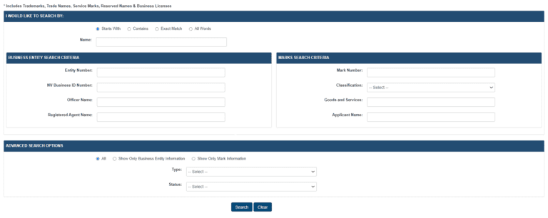Nevada (NV) Secretary of State (SOS) LLC & Business Search