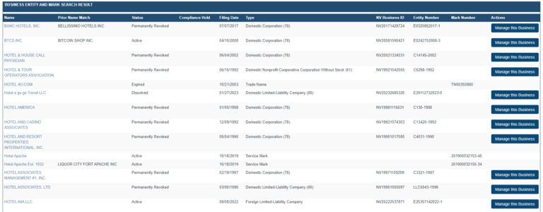 Nevada (NV) Secretary of State (SOS) LLC & Business Search