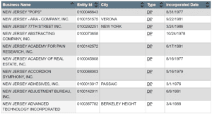New Jersey (NJ) Secretary of State (SOS) LLC & Business Search
