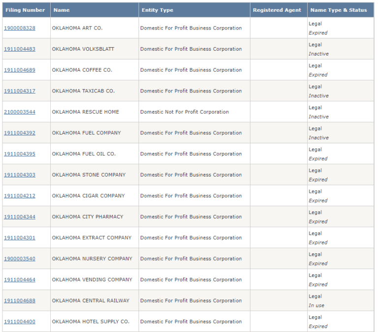 Oklahoma (OK) Secretary of State (SOS) LLC & Business Search - Switch ...