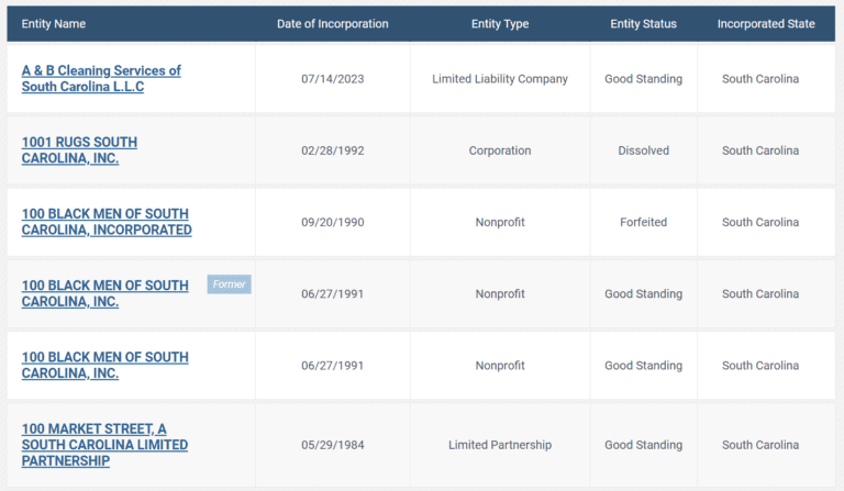 South Carolina (SC) Secretary of State (SOS) LLC & Business Search ...